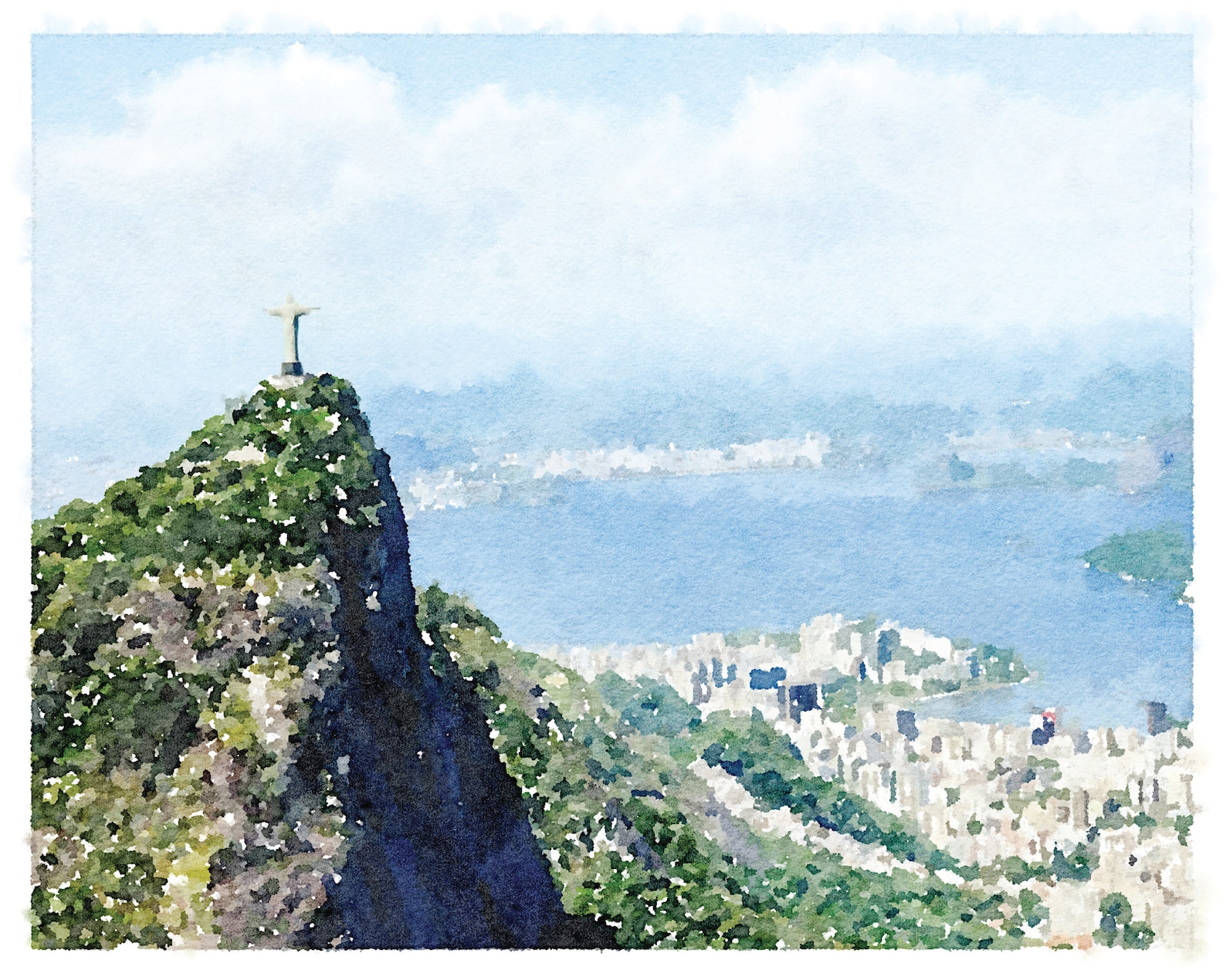 Rio De Janeiro Brazil Christ the Redeemer Statue Watercolor | Etsy
