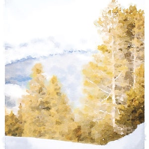 Vail Colorado Art Winter Landscape Painting Printable, Watercolor Print ...