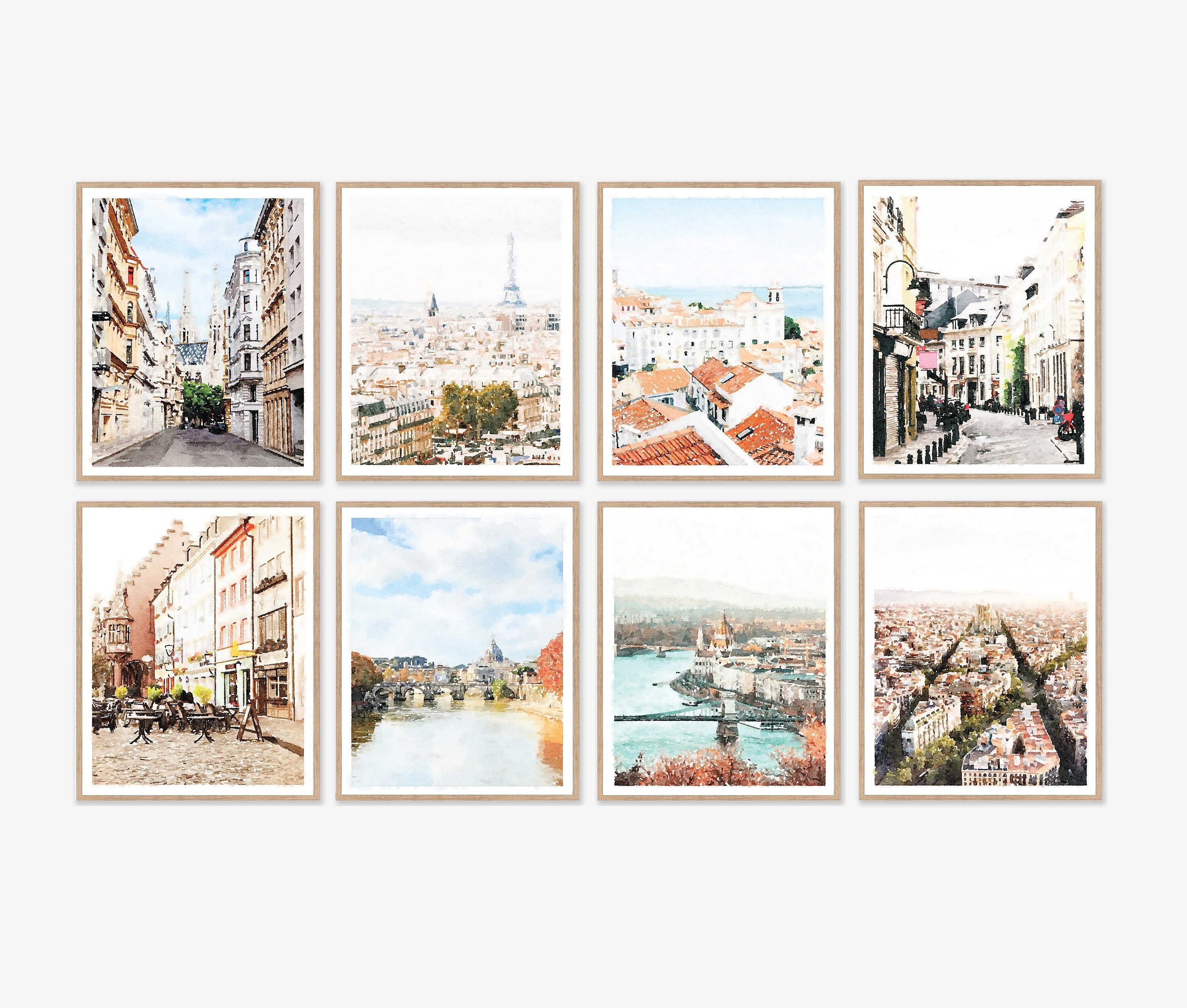 Europe Gallery Wall Set of 8 Printable Decor European Travel | Etsy