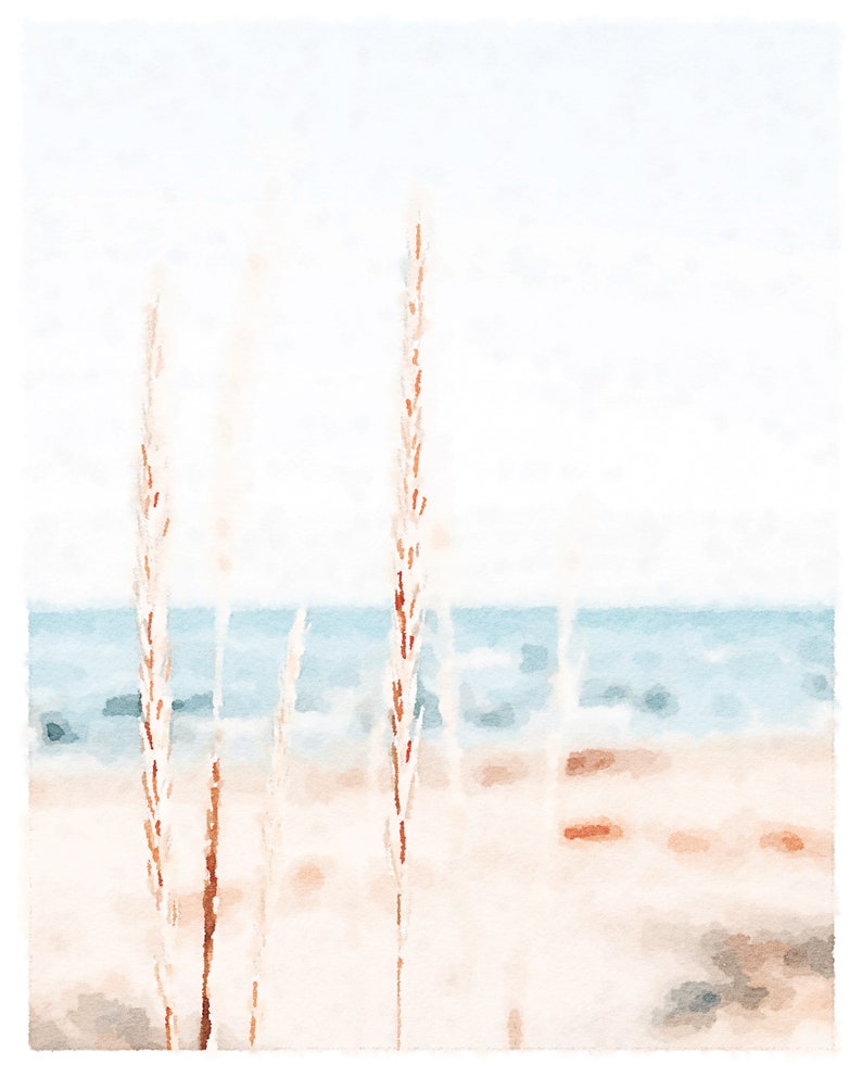 Beach Grass Coastal Wall Art Watercolor Print Digital - Etsy