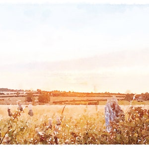 Prairie View Landscape Wall Art Digital Printable, Watercolor Print ...