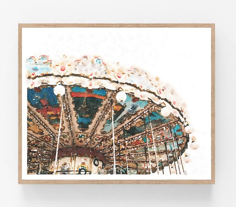 Paris Print Carousel Ride Digital Download French Wall Art - Etsy
