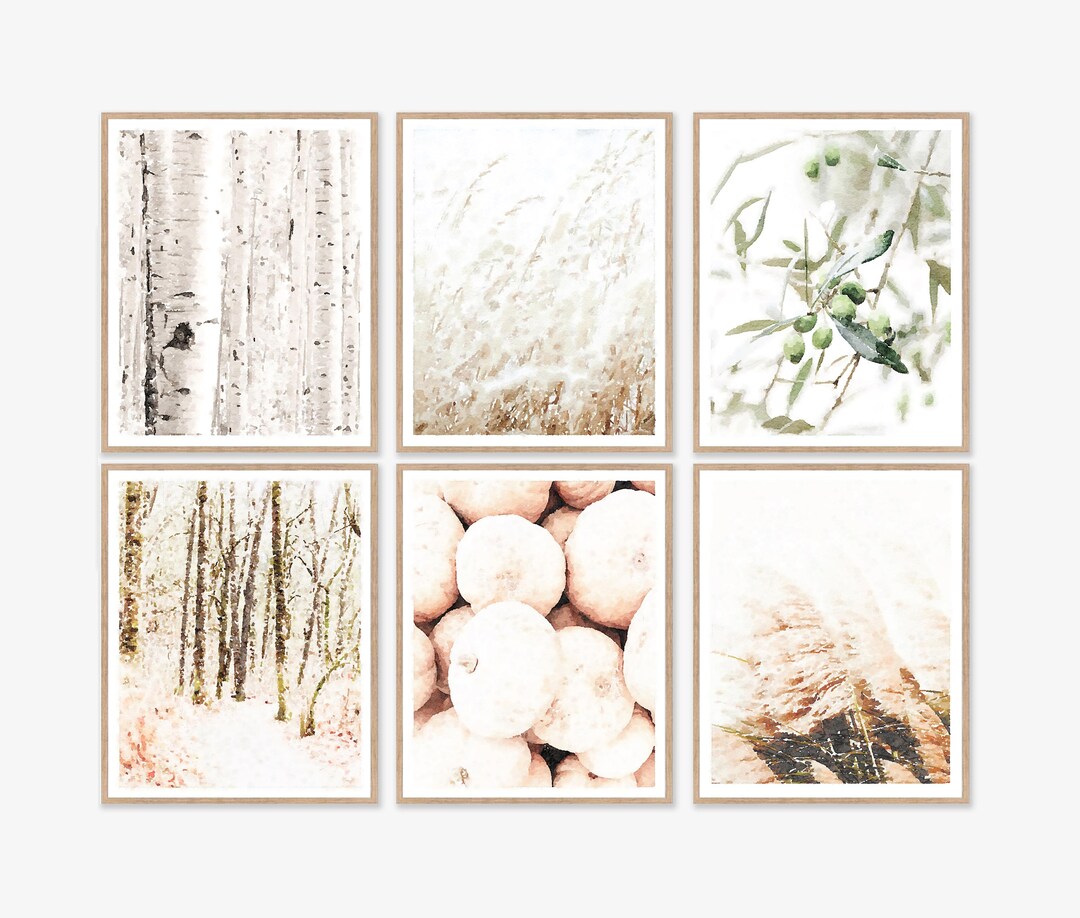 Fall Decor Set of 6 Neutral Gallery Wall Art Digital Printable, Autumn ...