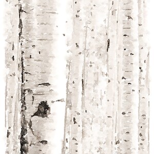 Birch Tree Gallery Wall Set of 2 Watercolor Painting Digital Printable ...
