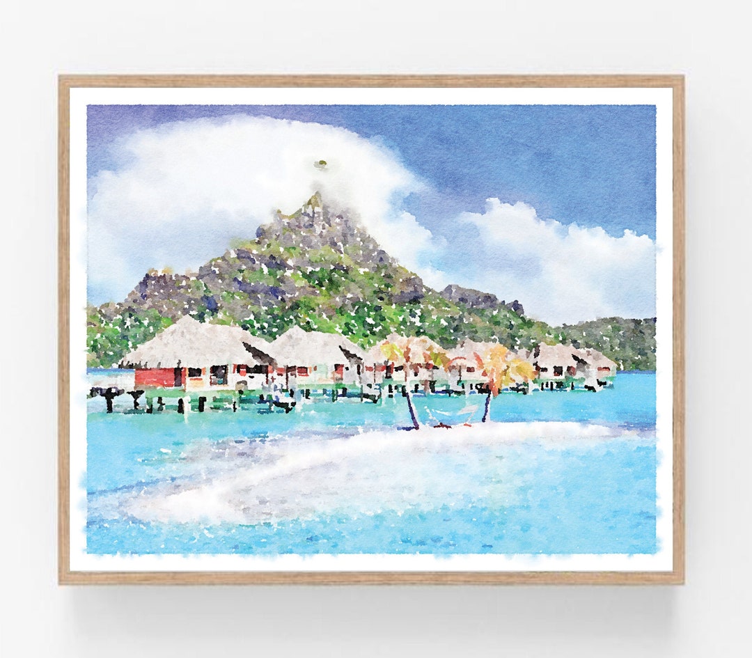 Bora Bora Wall Art Watercolor Print Digital Printable - Etsy