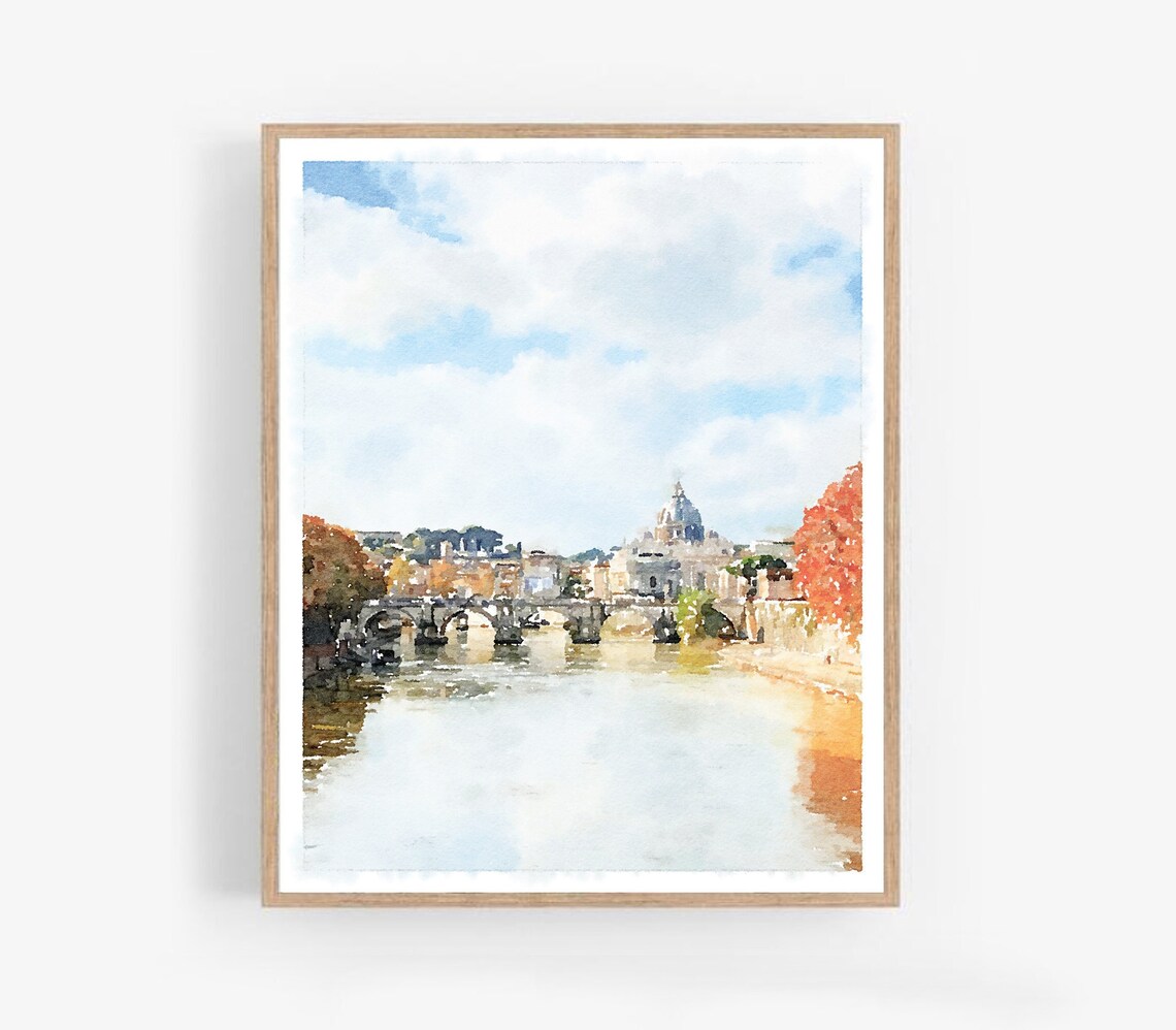 Rome Italy Print Cityscape Art Watercolor Painting Digital | Etsy
