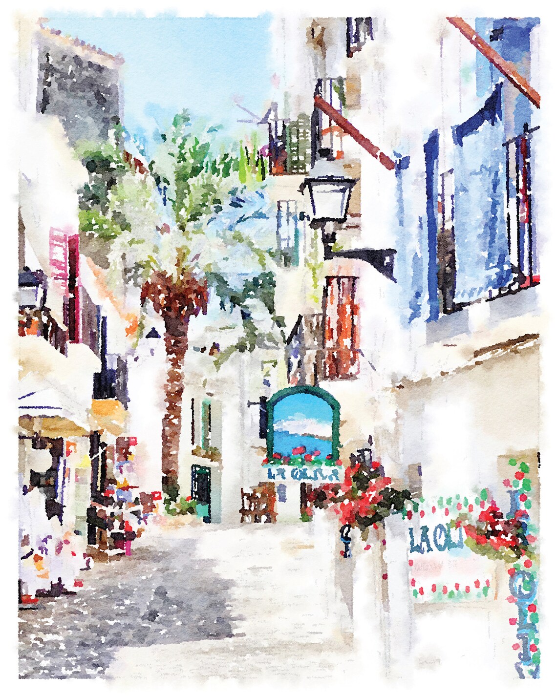 Ibiza Spain Wall Art Watercolor Print Digital Printable Download ...