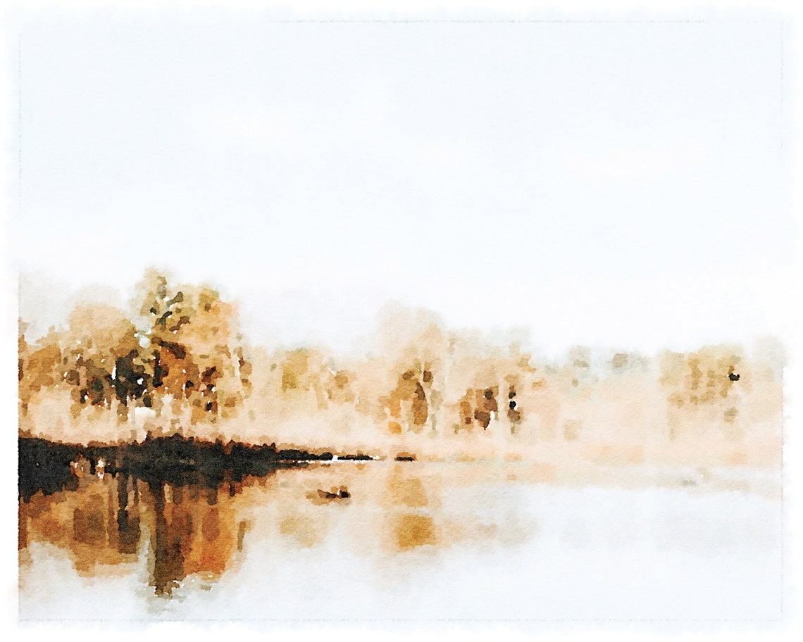 Watercolor Neutral Landscape Painting, Muted Color Wall Art Digital ...