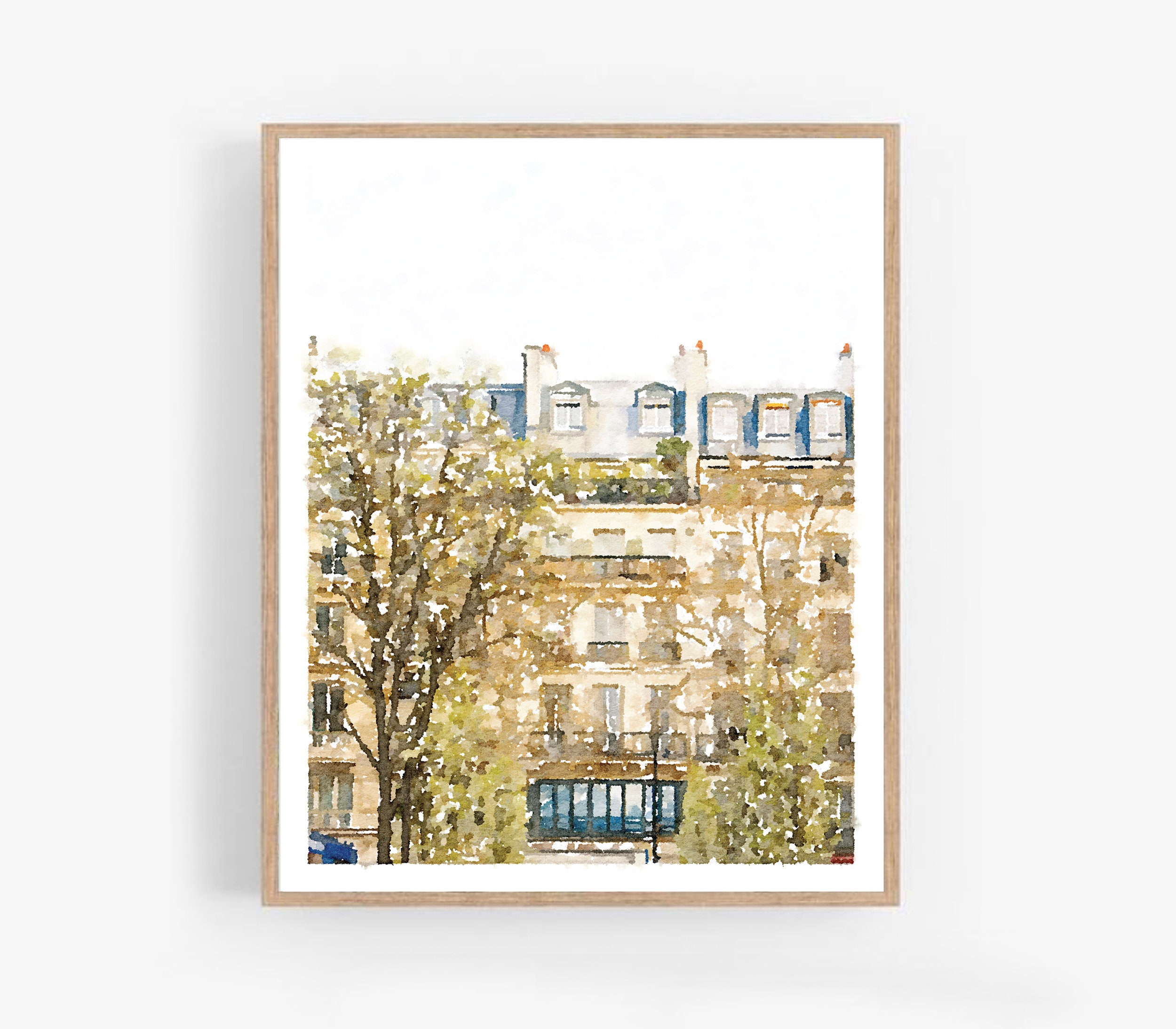 Paris France Buildings Architecture Set of 3 Watercolor Wall | Etsy
