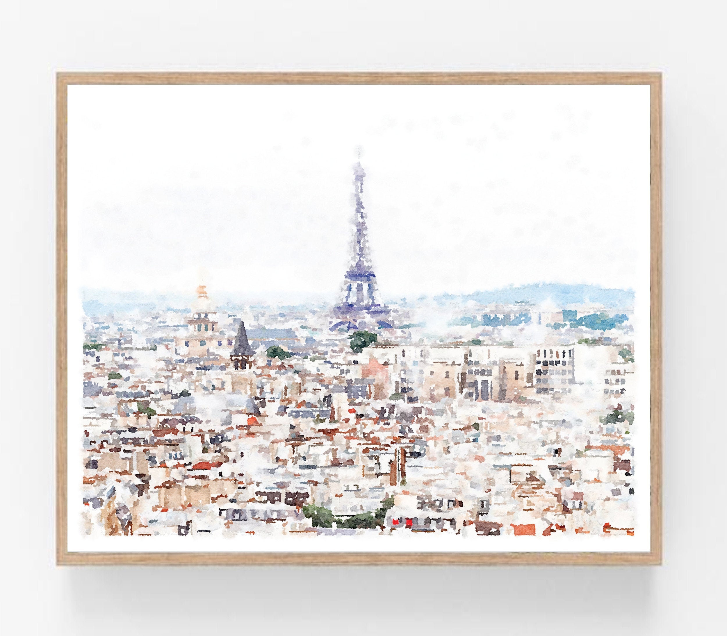 Paris France Neutral Wall Art Watercolor Print Digital - Etsy