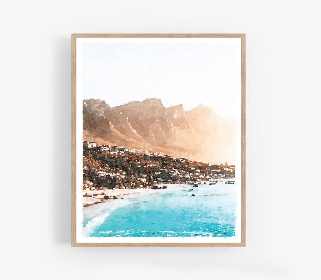 Cape Town South Africa Clifton Beach Watercolor Painting Digital ...