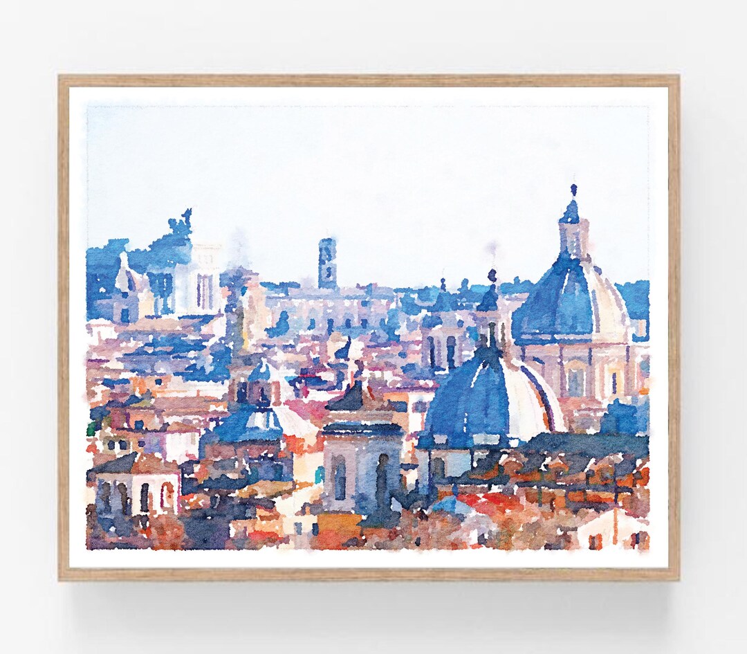 Italy Print, Rome City Skyline Wall Art, Digital Printable Painting ...