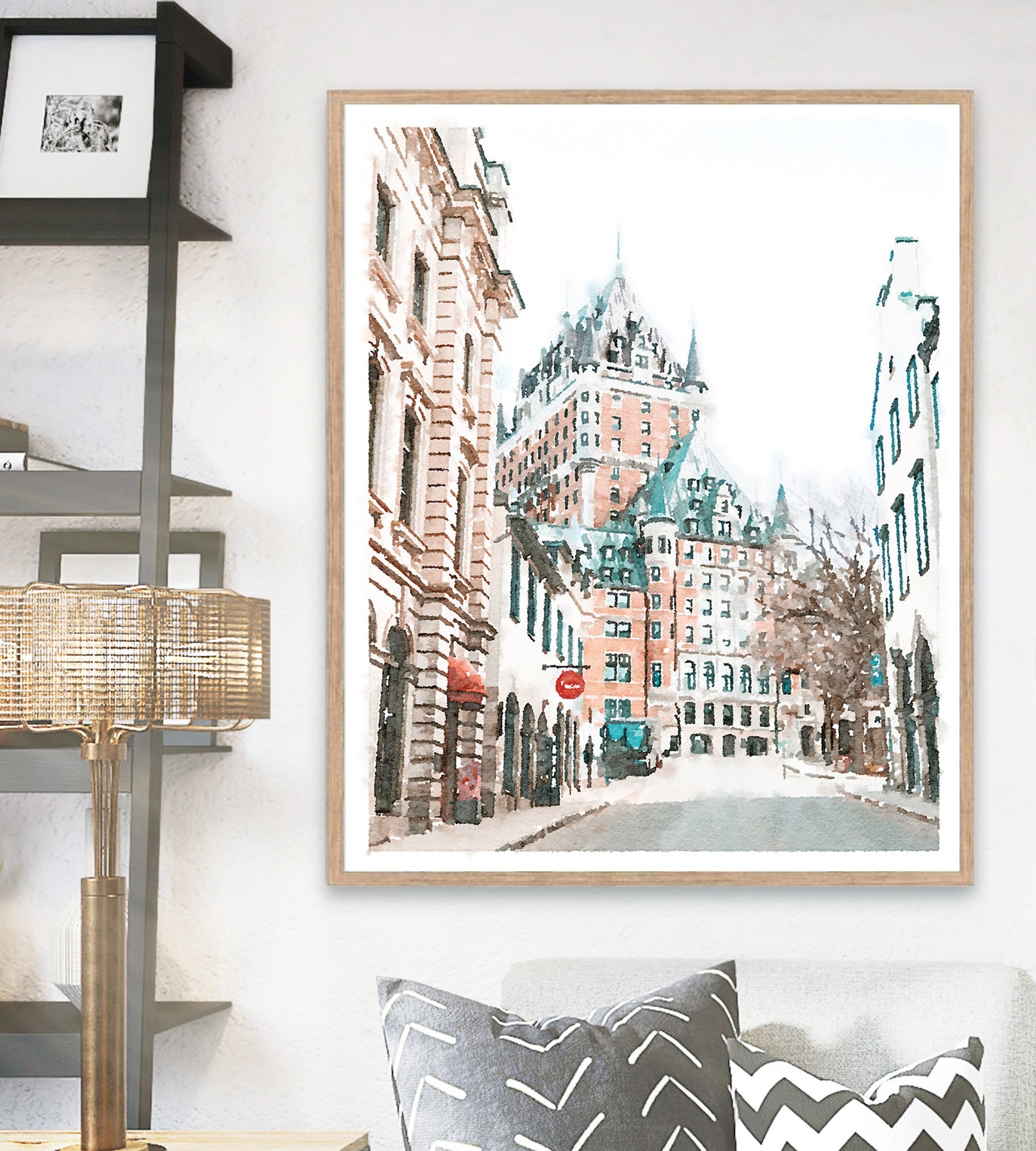 Quebec City Artwork Canada Watercolor Printable Wall Art, Travel Print ...