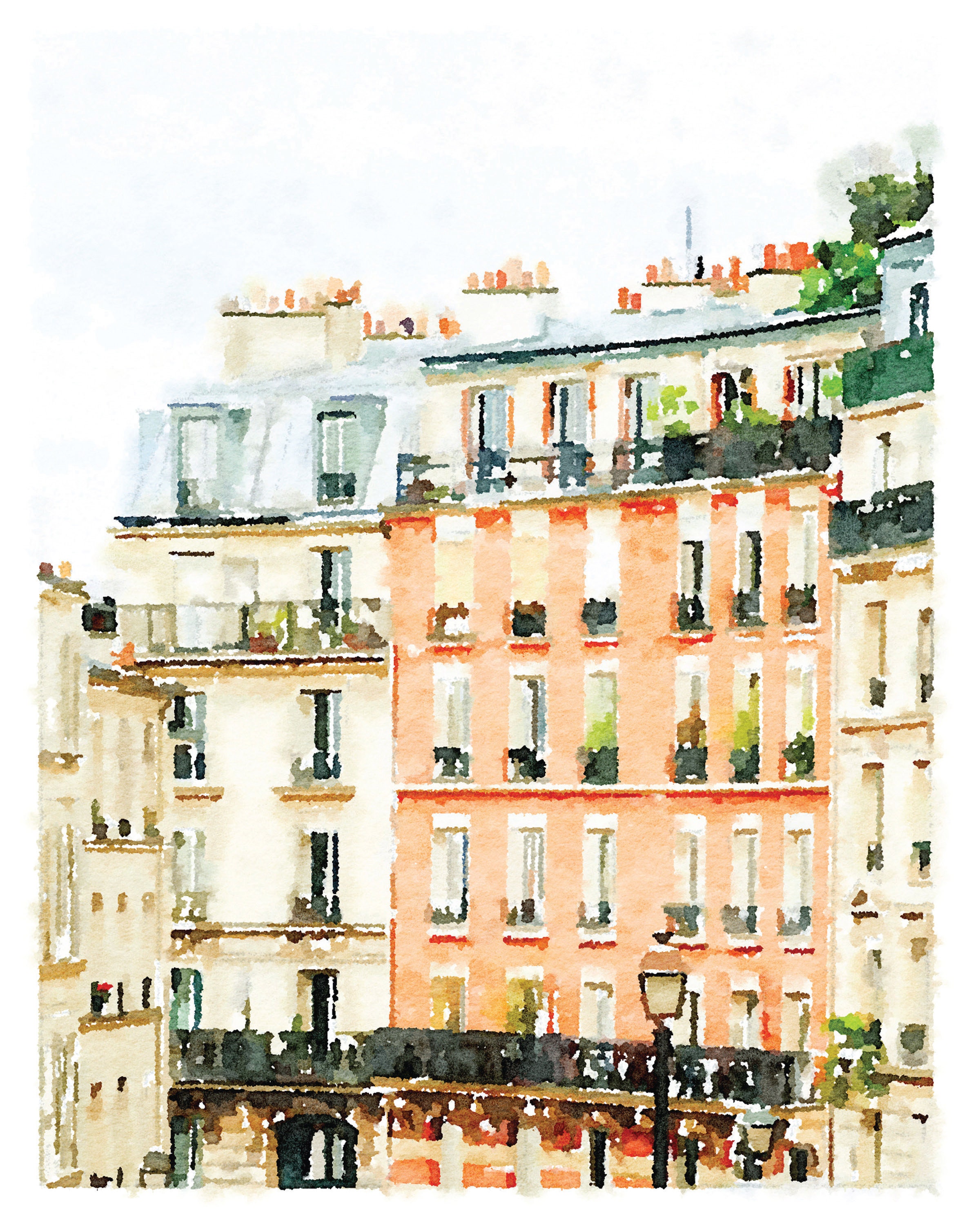 Set of 3 Paris France Architecture Buildings Watercolor Wall | Etsy