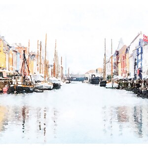 Boat Wall Art Watercolor Print Digital Download Copenhagen Denmark ...