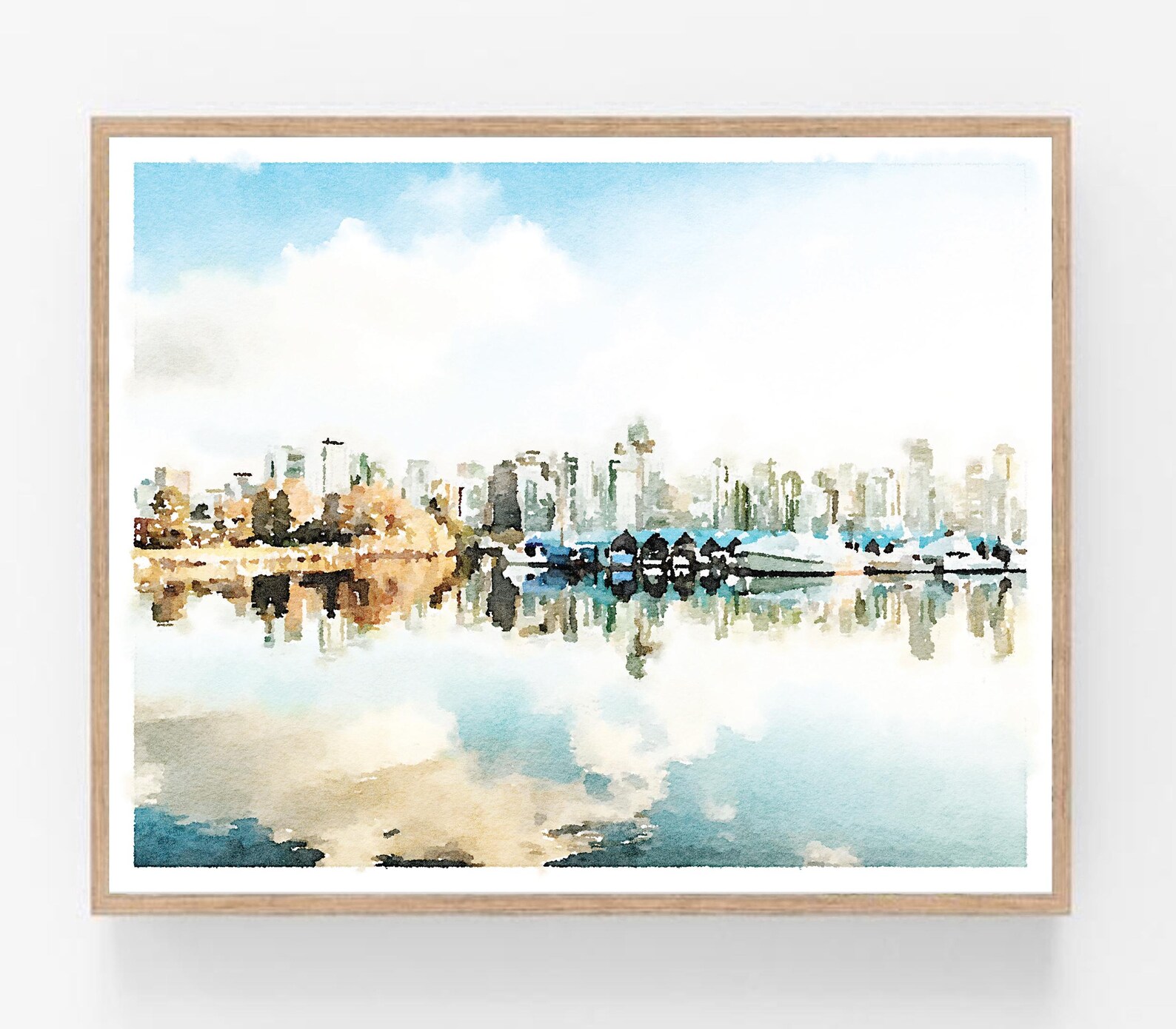Vancouver Canada Wall Art Cityscape Painting Watercolor Print Digital ...