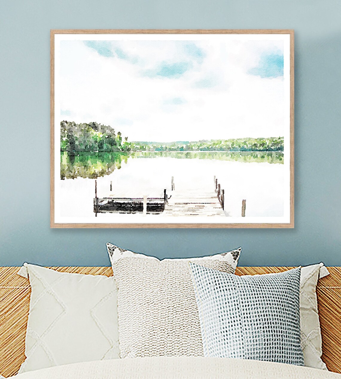 Lake Landscape Painting Printable Wall Art, Pier, Dock, Lake House ...