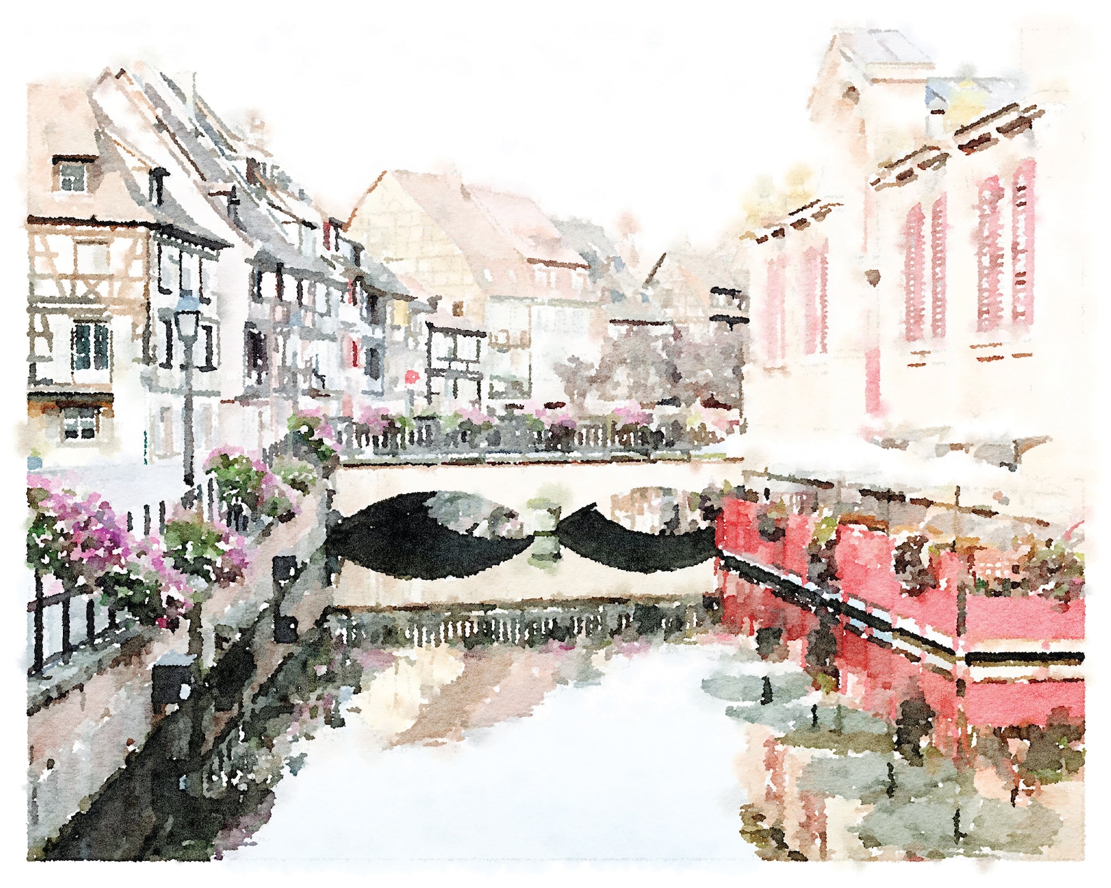 Colmar France Art Watercolor Painting Digital Printable City - Etsy