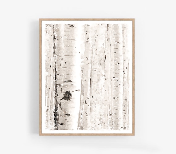 Abstract Birch Trees Watercolor Print Digital Download Neutral | Etsy