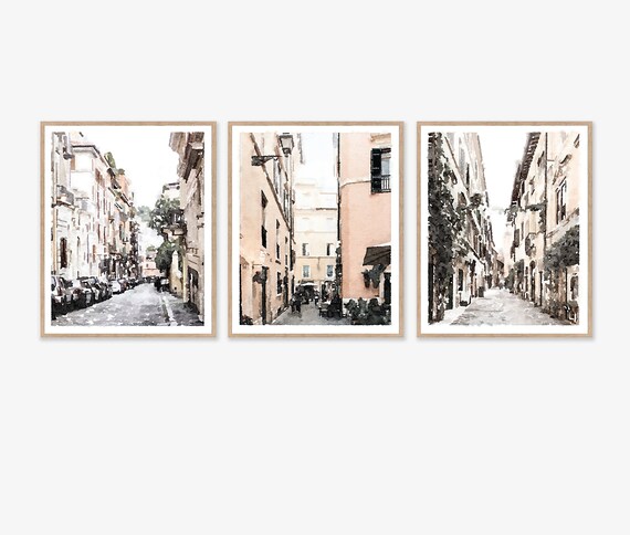 Set of 3 Italy Prints Rome Street Scenes Watercolor Wall Art | Etsy