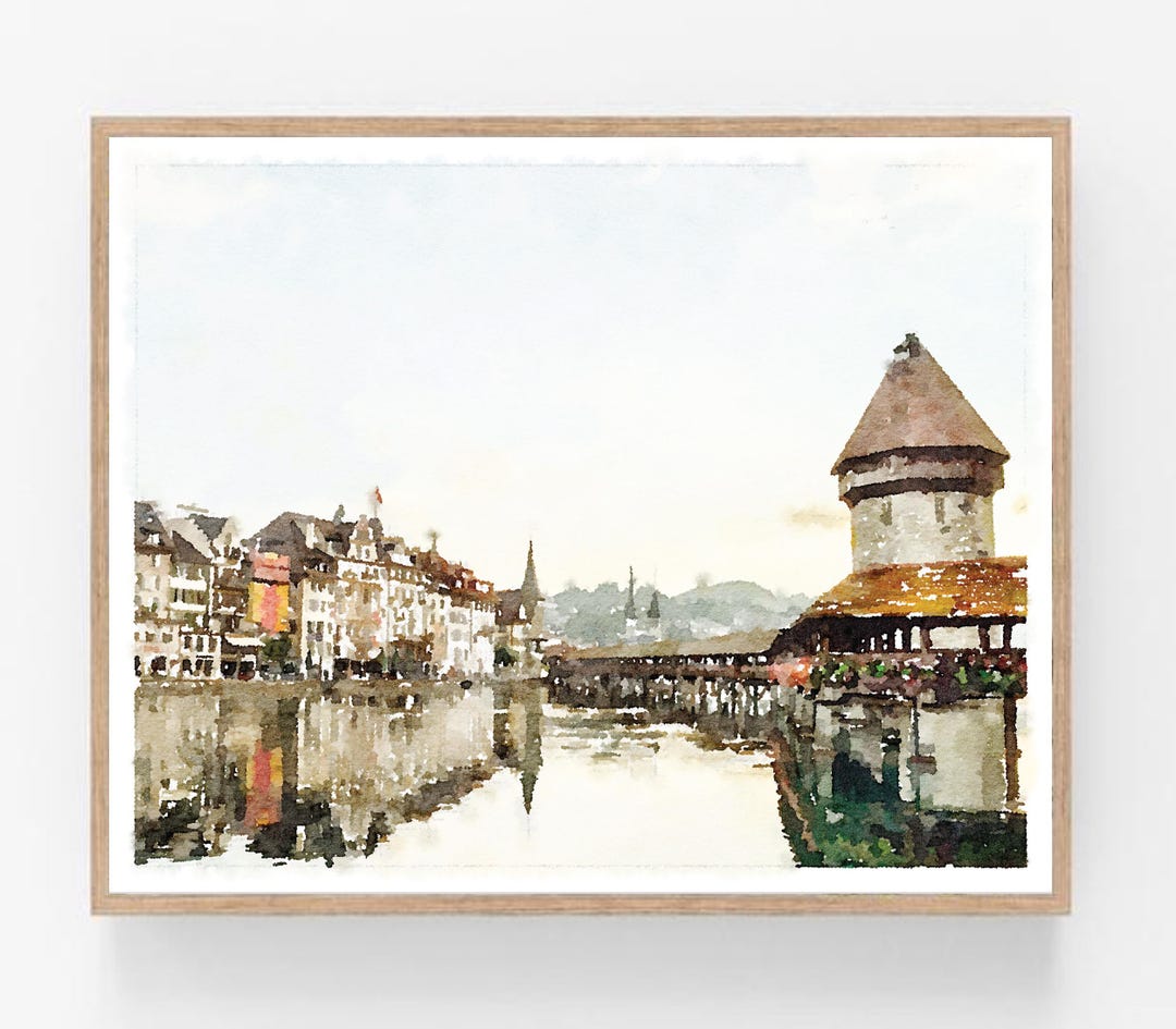 Lucerne Wall Art Switzerland Artwork Printable Download Watercolor ...