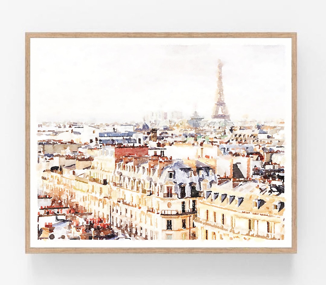 Neutral Paris France Cityscape Printable Wall Art Download Watercolor ...