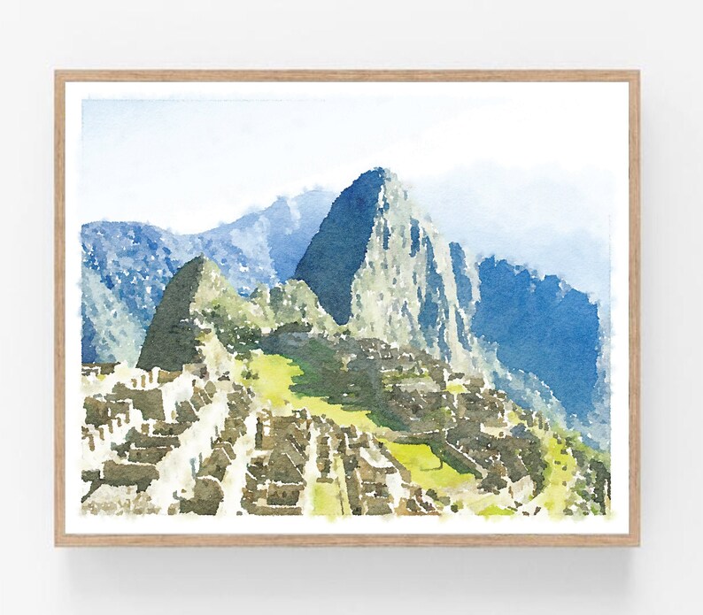 Machu Picchu Peru Watercolor Wall Art Digital Print Andes - Etsy