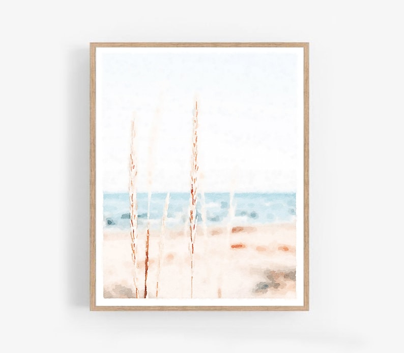 Beach Grass Coastal Wall Art Watercolor Print Digital - Etsy