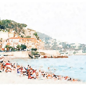 French Riviera Beach Wall Art Digital Printable, Nice France Landscape ...