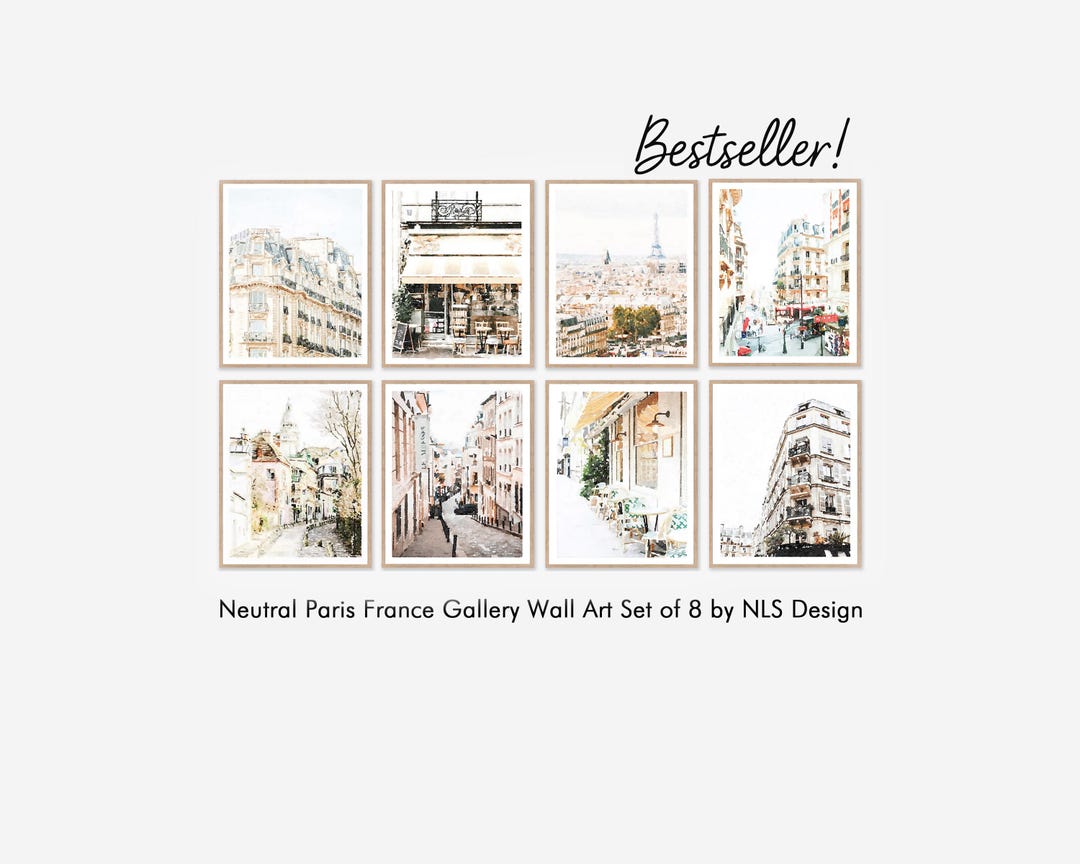 Paris Wall Art Set of 8 Printable Downloads, French Gallery Wall Decor ...