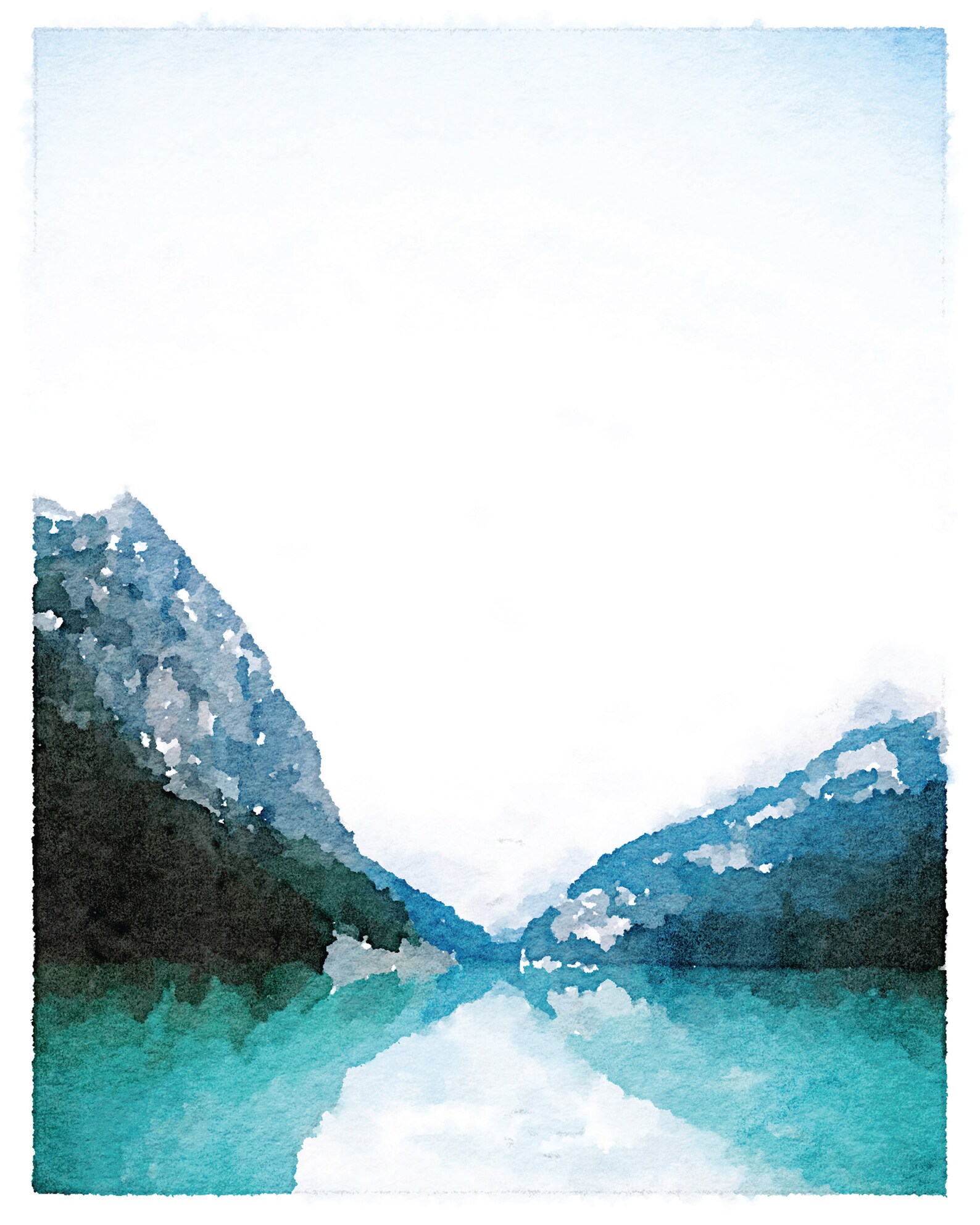 Abstract Lake Mountains Watercolor Wall Art Digital Download Print ...