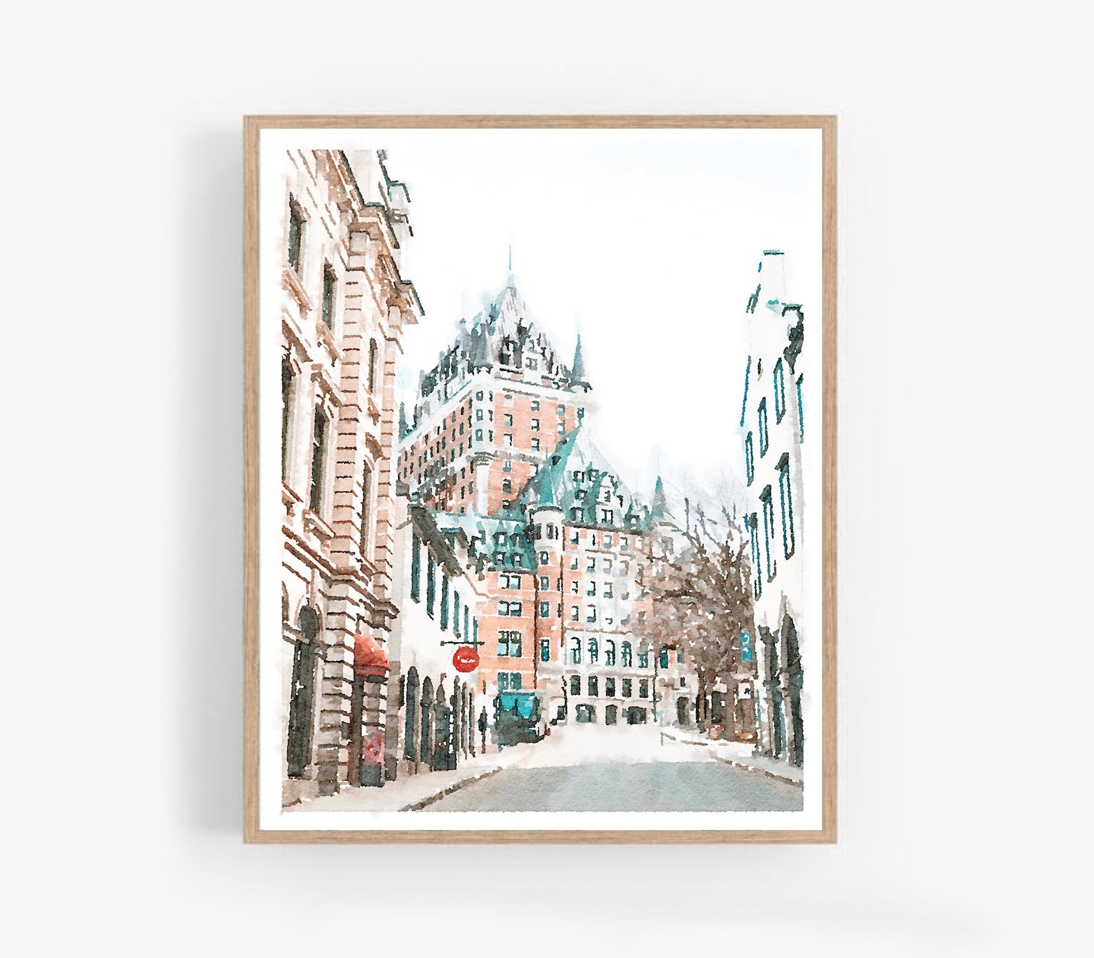 Quebec City Artwork Canada Watercolor Printable Wall Art, Travel Print ...