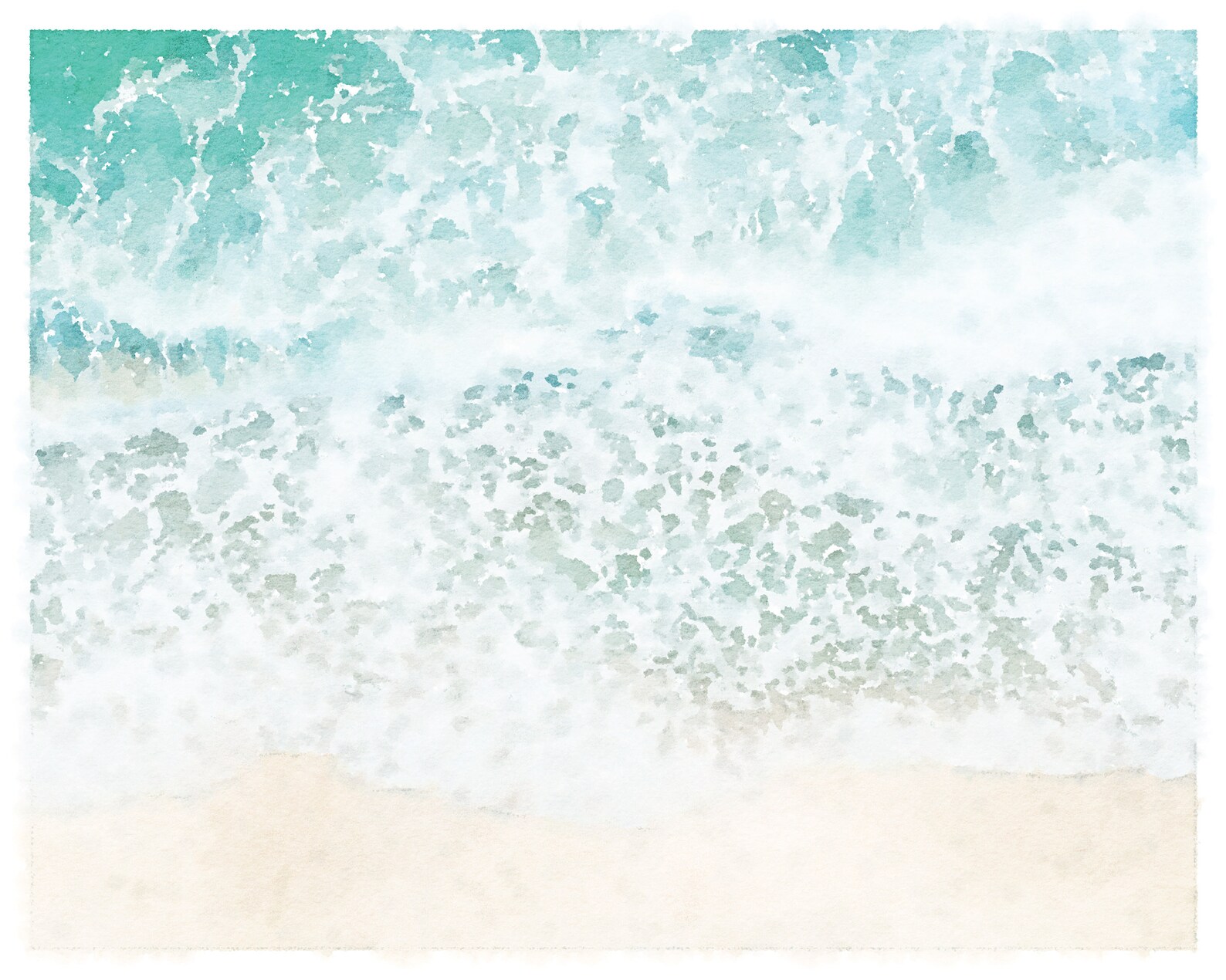 Beach Landscape Watercolor Print Digital Download Ocean - Etsy