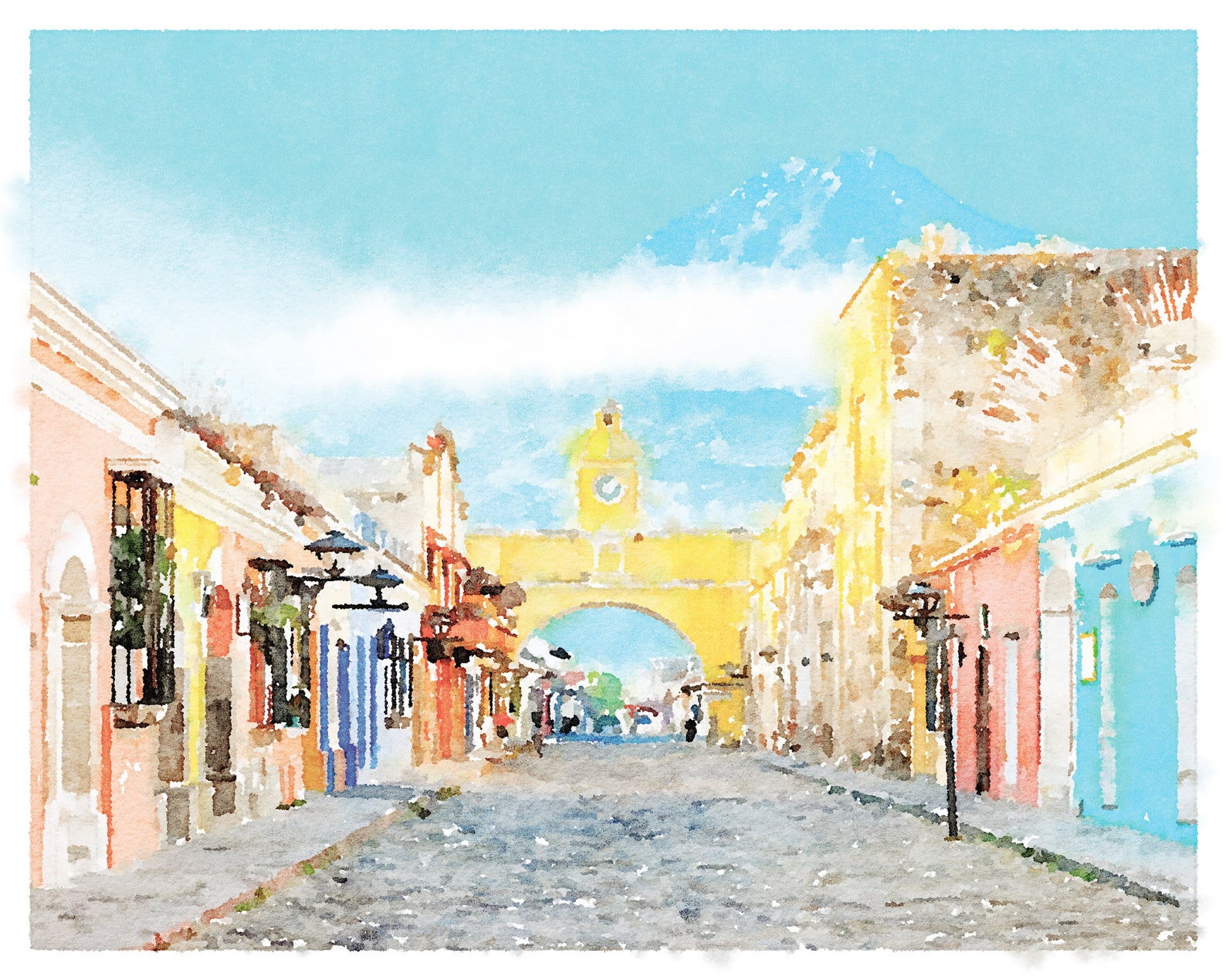 Antigua Guatemala Wall Art Watercolor Print Digital Download | Etsy