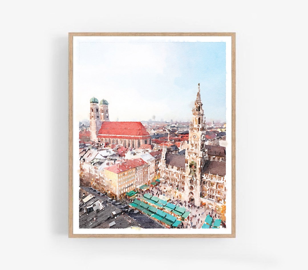Munich Germany Art Watercolor Print Download, Printable Travel Wall Art ...