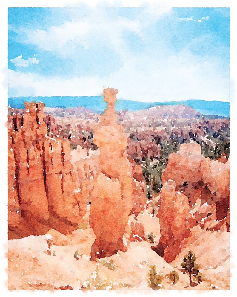 Bryce Canyon National Park Travel Painting Printable Wall Art, Hoodoos ...