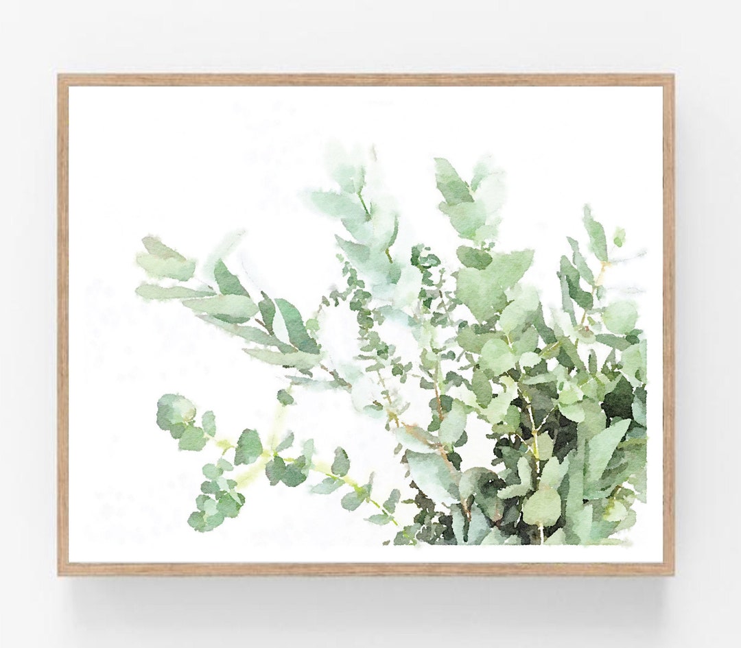 Eucalyptus Leaves Bunch Watercolor Print Digital Download, Botanical ...