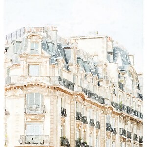Paris France Building Watercolor Wall Art Digital Download, Neutral ...