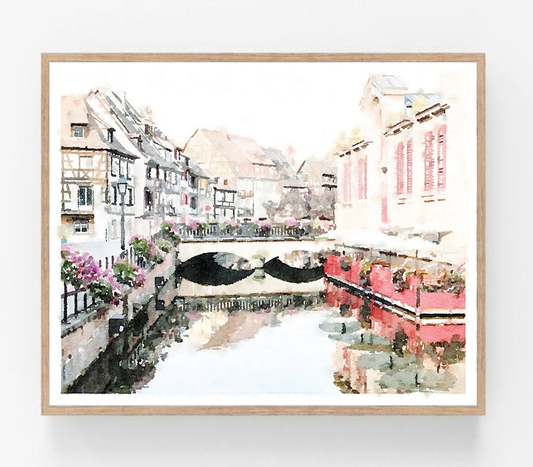 Colmar France Print Watercolor Wall Art Digital Printable Neutral ...