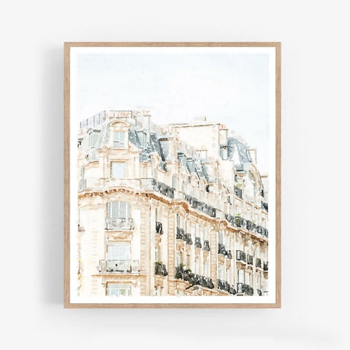 Paris France Building Watercolor Wall Art Digital Download - Etsy
