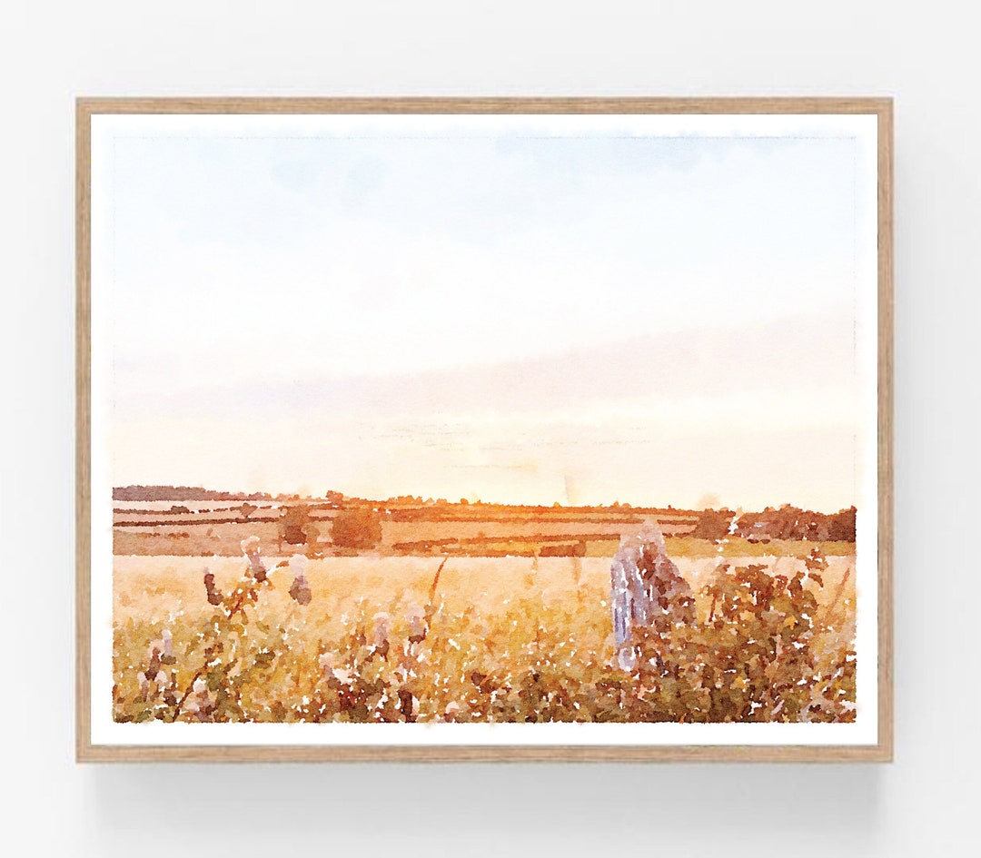 Prairie View Landscape Wall Art Digital Printable, Watercolor Print ...
