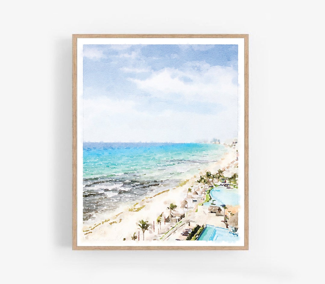 Cancun Mexico Art Print Watercolor Painting Printable Wall Art Download ...