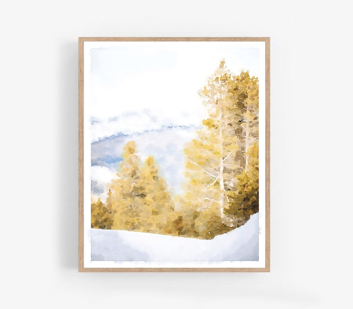 Vail Colorado Art Winter Landscape Painting Printable, Watercolor Print ...