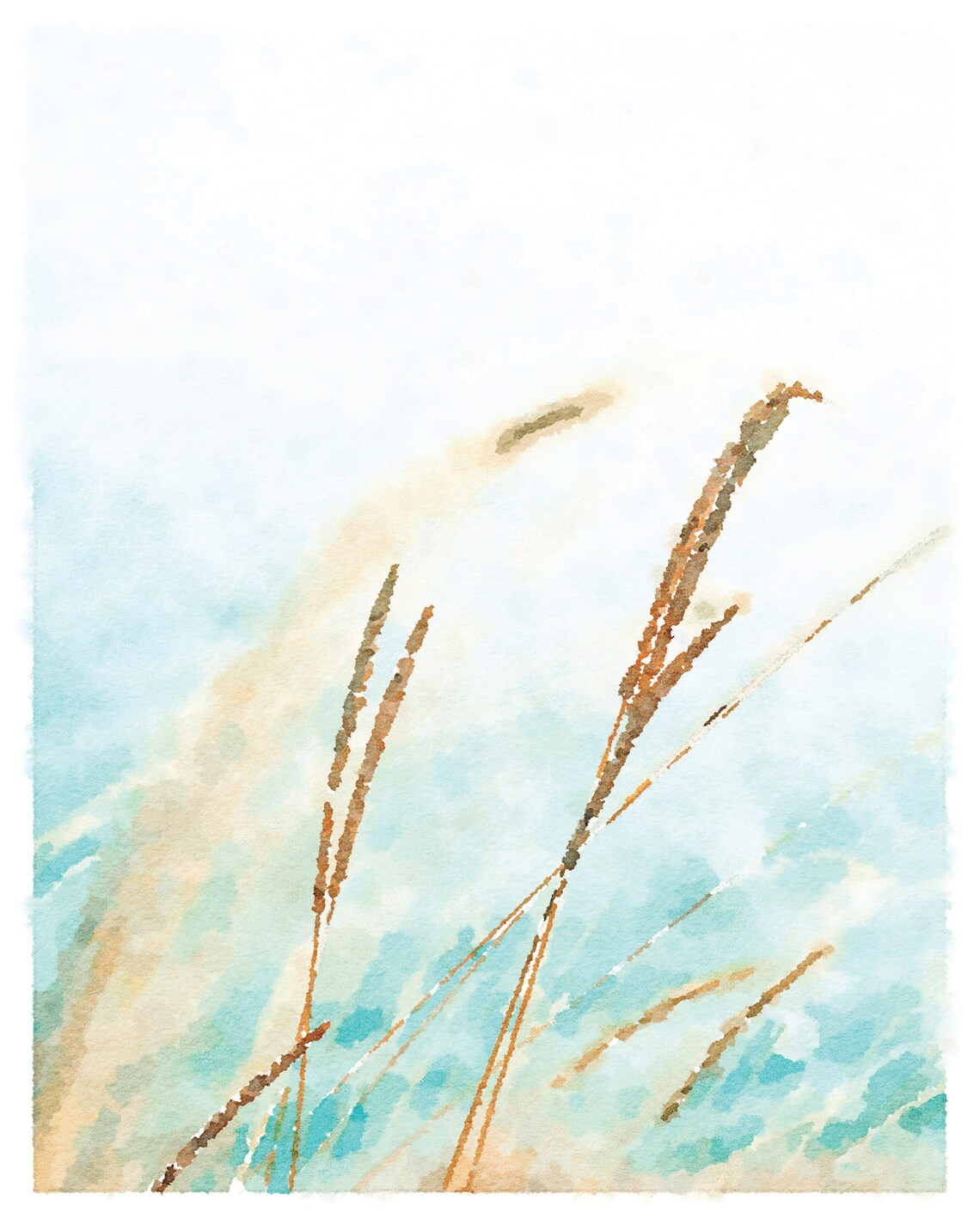 Botanical Print Set of 3 Wheat Grass, Neutral Watercolor Landscape ...