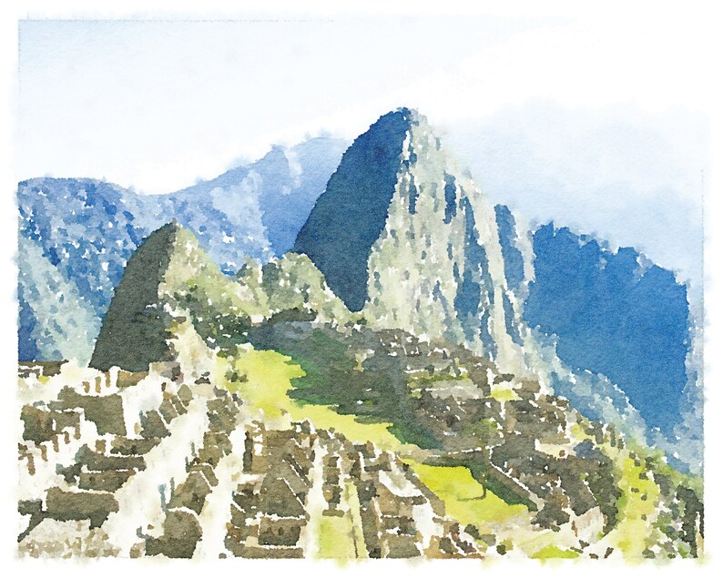 Machu Picchu Peru Watercolor Wall Art Digital Print Andes - Etsy