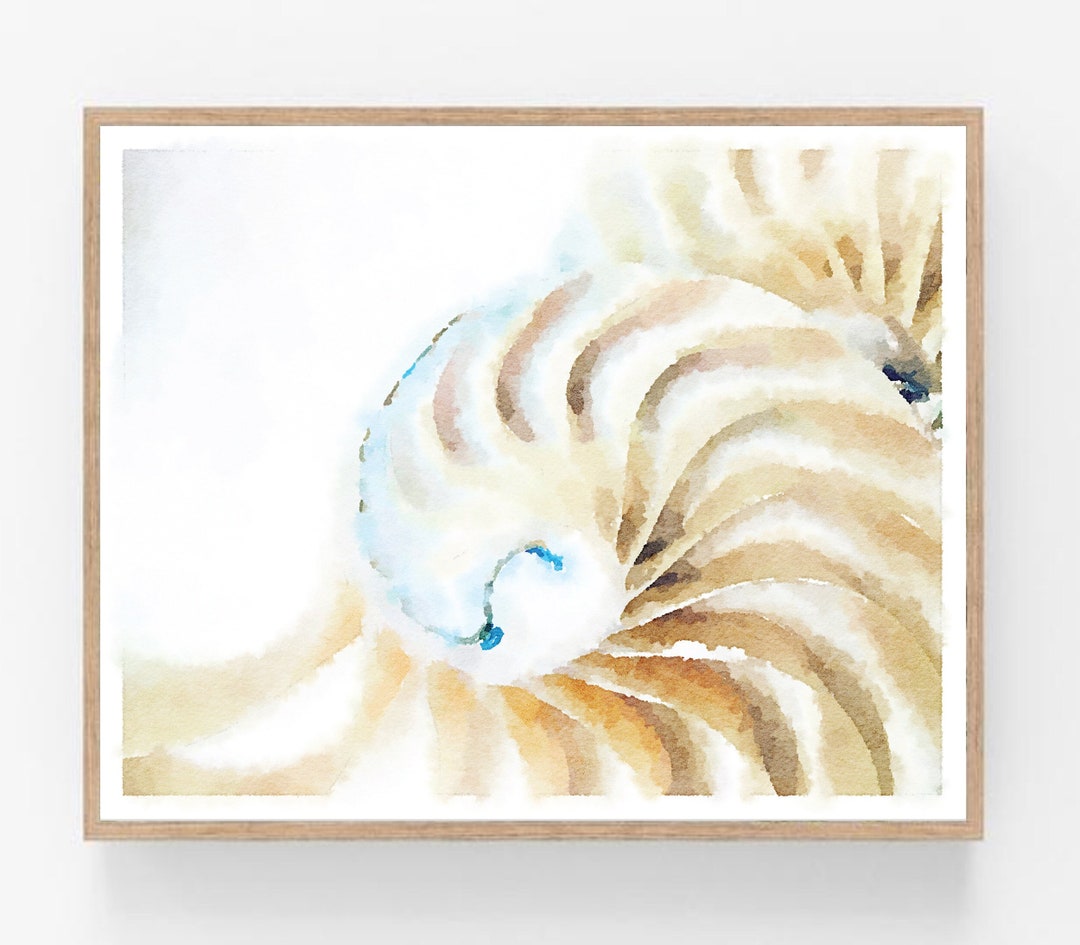 Neutral Abstract Painting Sea Shell Art Watercolor Print Digital ...