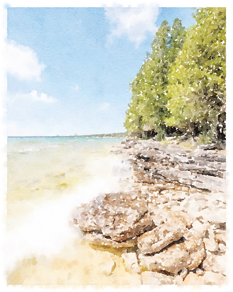 Door County Wisconsin Watercolor Painting Printable Wall Art Download ...