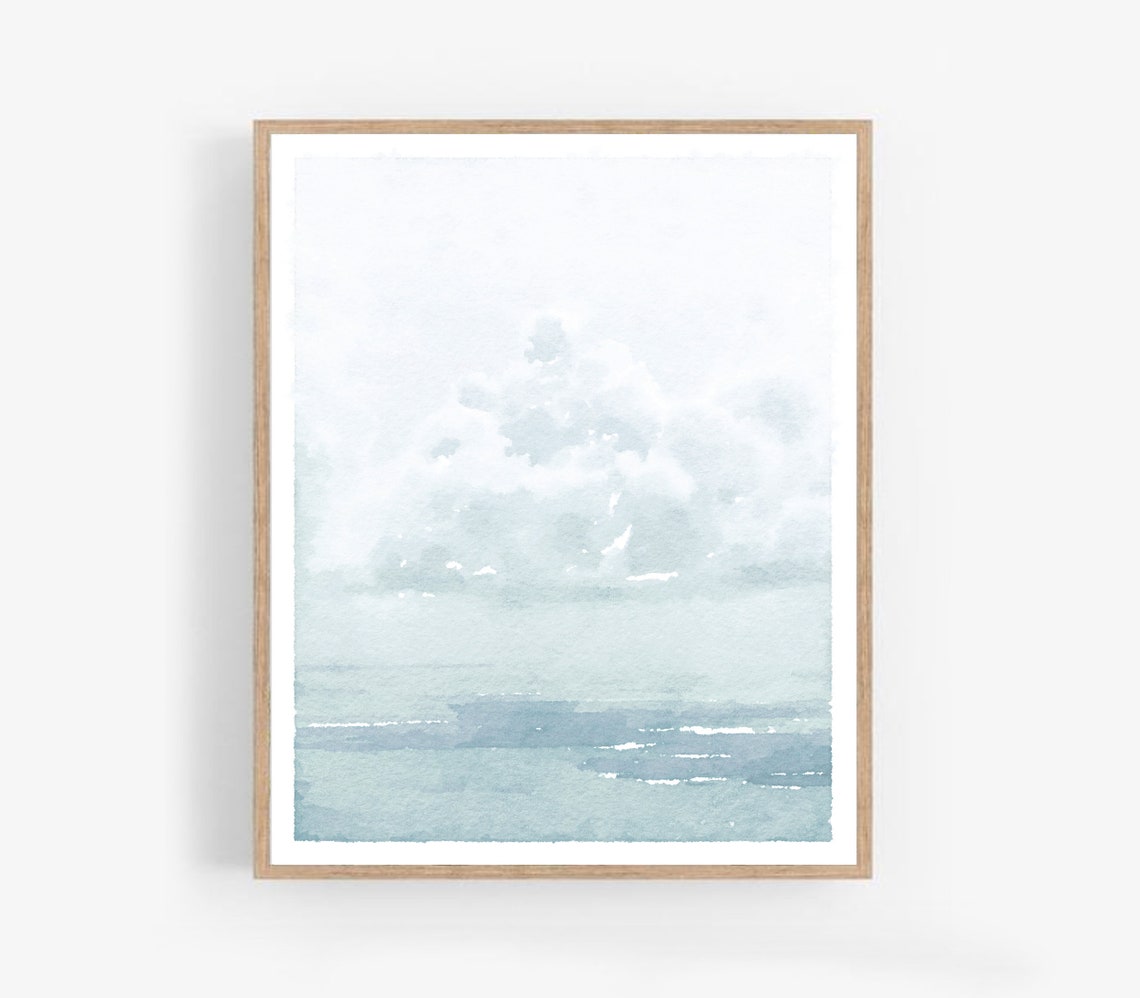 Neutral Cloud Watercolor Wall Art Print Digital Printable - Etsy