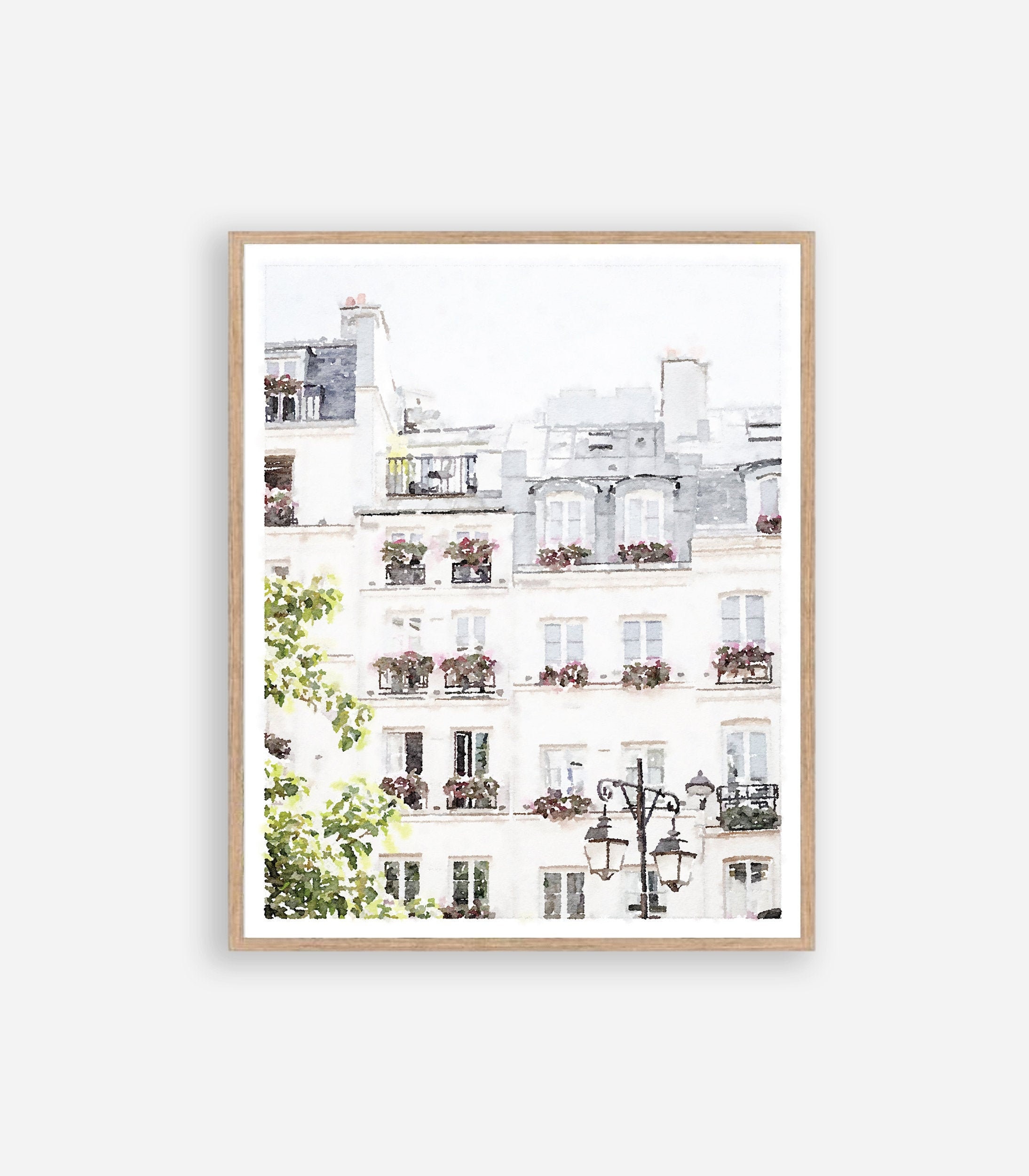 Paris France Buildings Facade Watercolor Painting Digital Printable ...