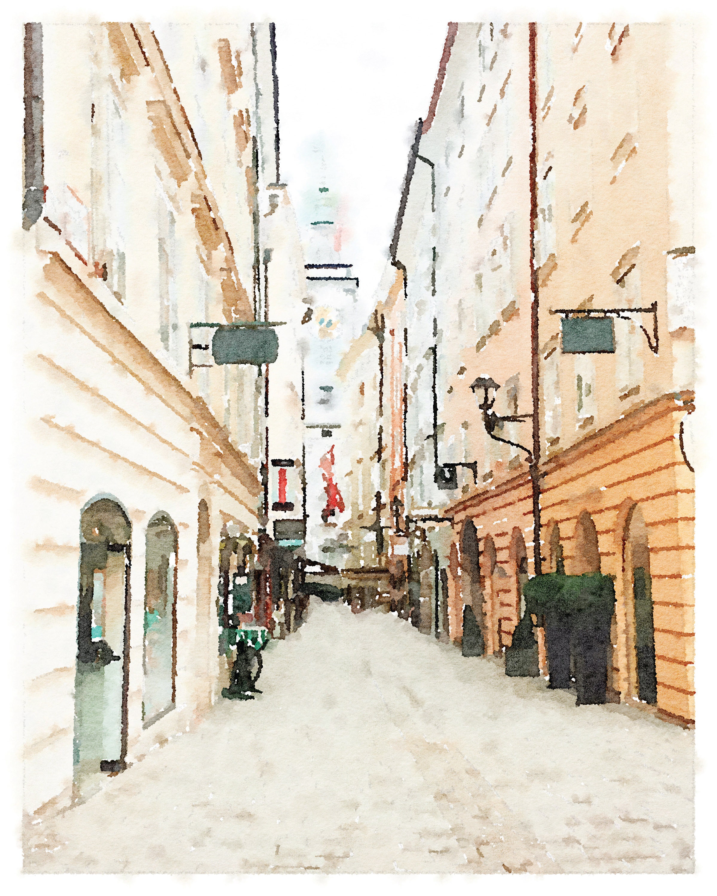 Salzburg Austria Neutral Wall Art Watercolor Print Digital | Etsy